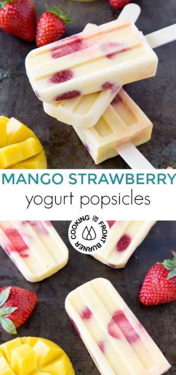 Mango Strawberry Yogurt Popsicles | Cooking on the Front Burner