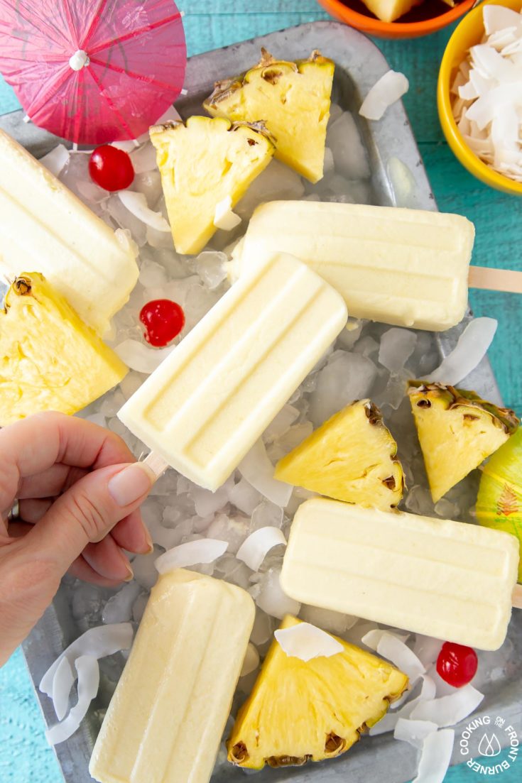 Easy Piña Colada Popsicles | Cooking on the Front Burner