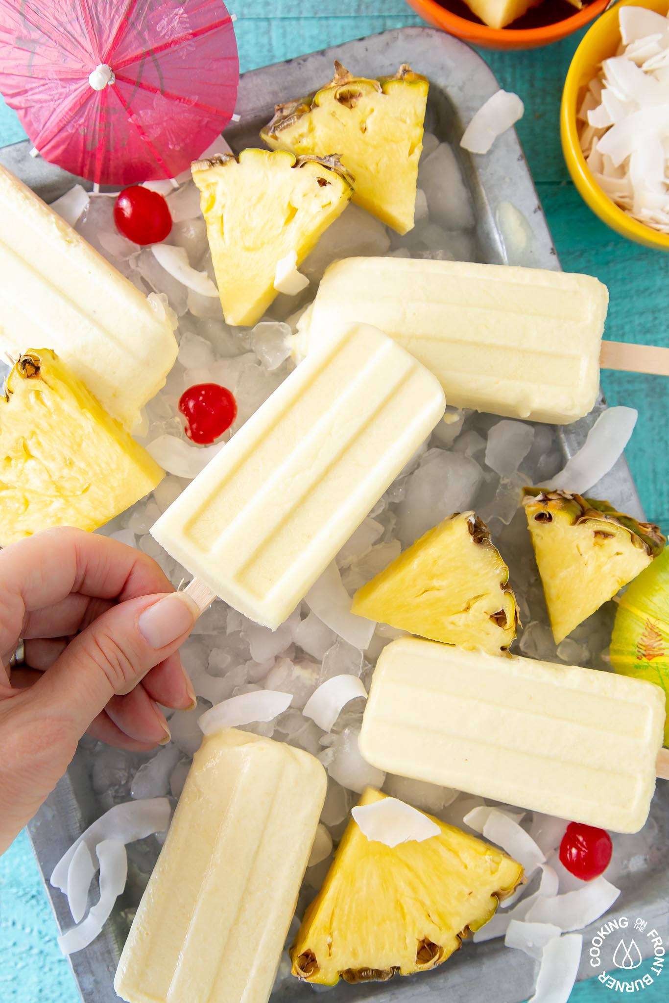 Easy Piña Colada Popsicles | Cooking on the Front Burner