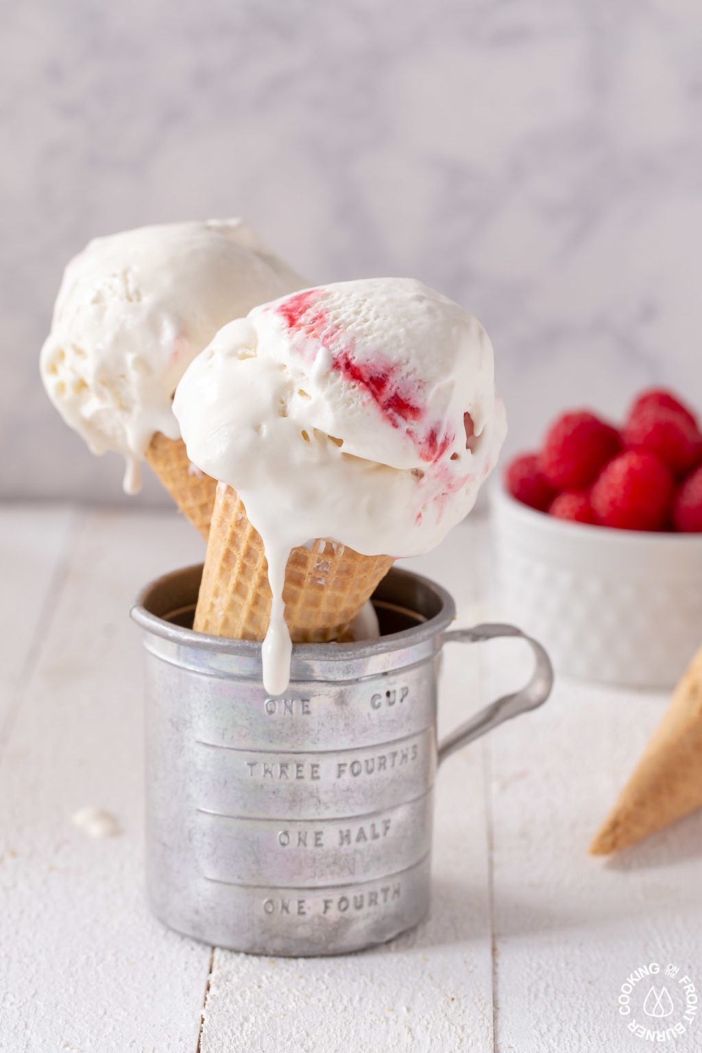 No-Churn Raspberry Ice Cream with Swirls | Cooking on the Front Burner