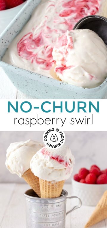 No-Churn Raspberry Ice Cream with Swirls | Cooking on the Front Burner