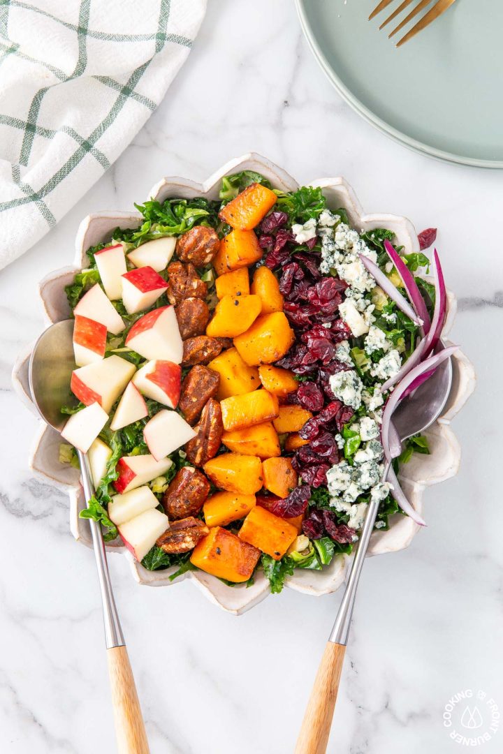 Kale & Brussels Sprout Autumn Salad | Cooking on the Front Burner